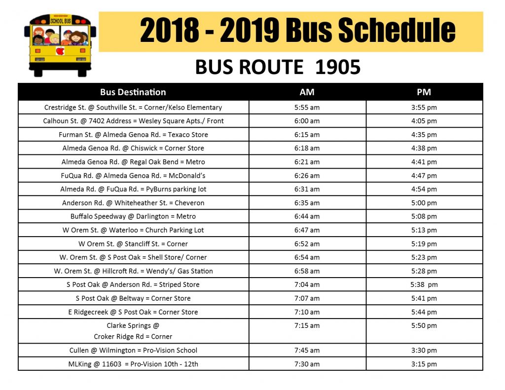 Bus Stops And Schedules Pro Vision Inc Bus Stops And Schedules Pro Vision Inc